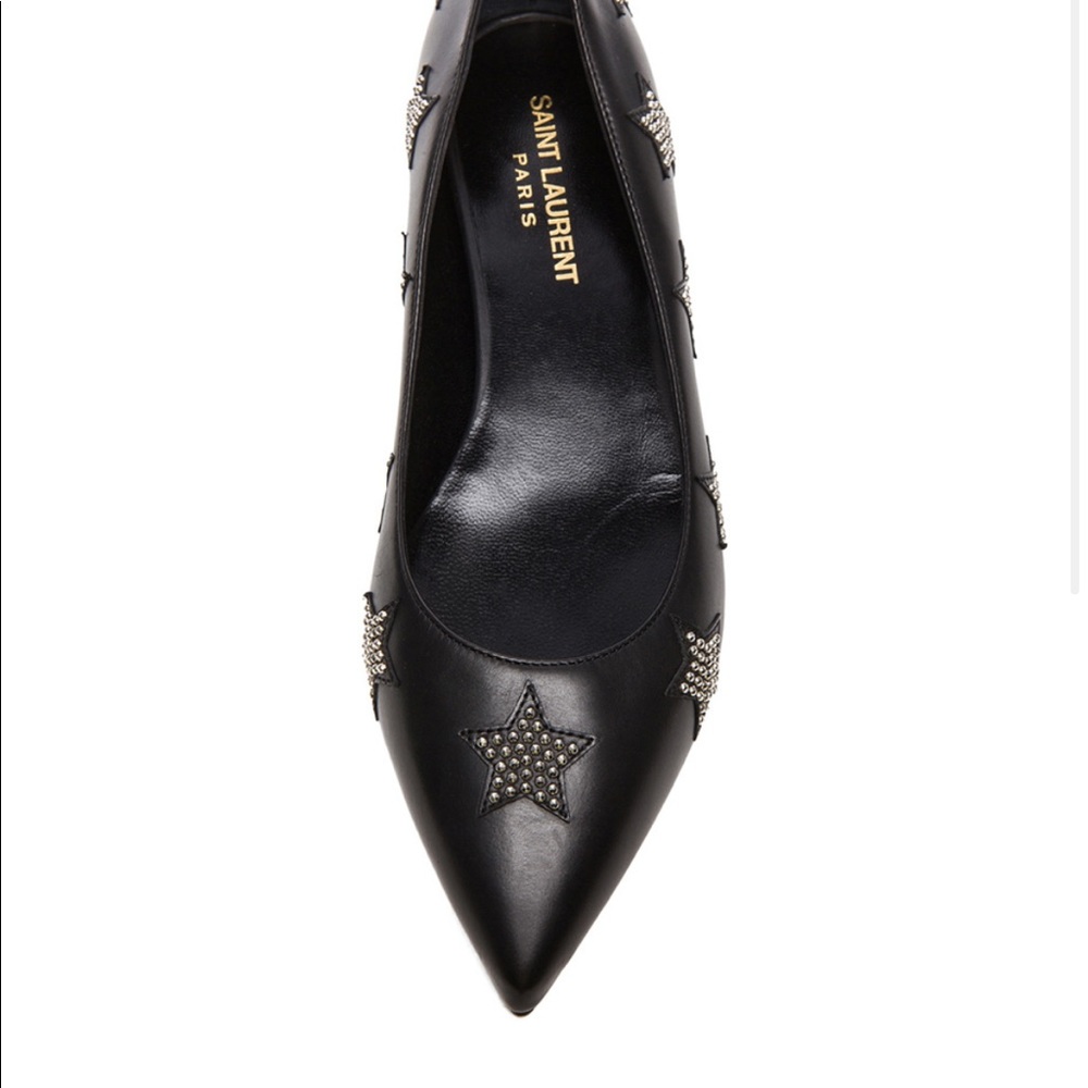 Ysl Star Studded Paris Ballerina Flats Black - Gem